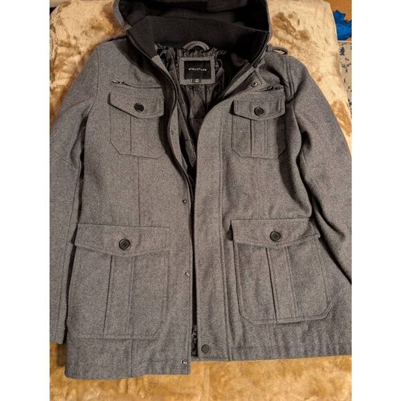 Structure | Jackets & Coats | Vintage Mens Structure Wool Blend Hooded ...